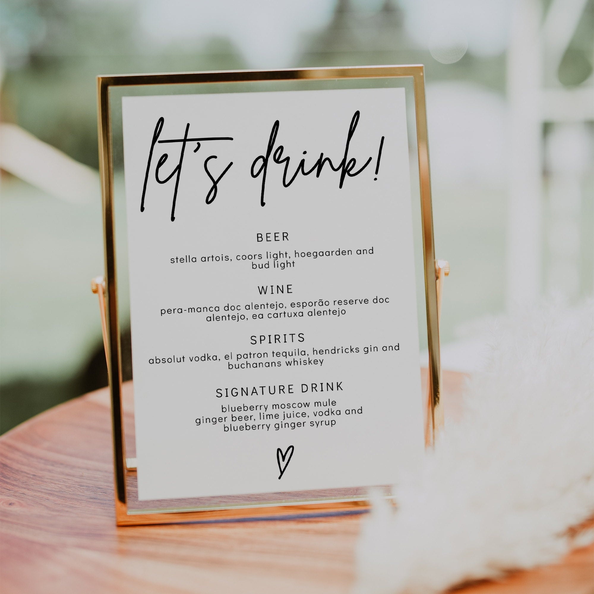 Modern Wedding Bar Menu Template Minimalist Wedding Drink | Etsy