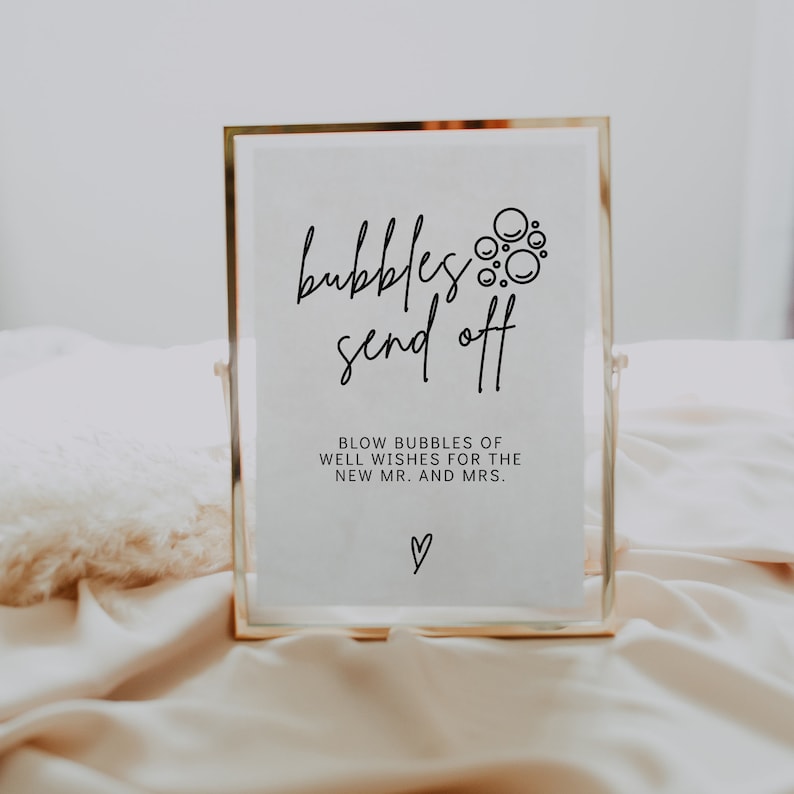 Wedding Bubble Send off Sign Template Newlywed Send off Sign | Etsy