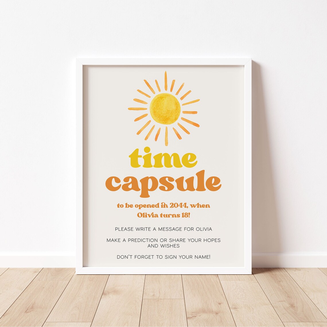 Sun Time Capsule Template Time Capsule Baby Shower Games - Etsy