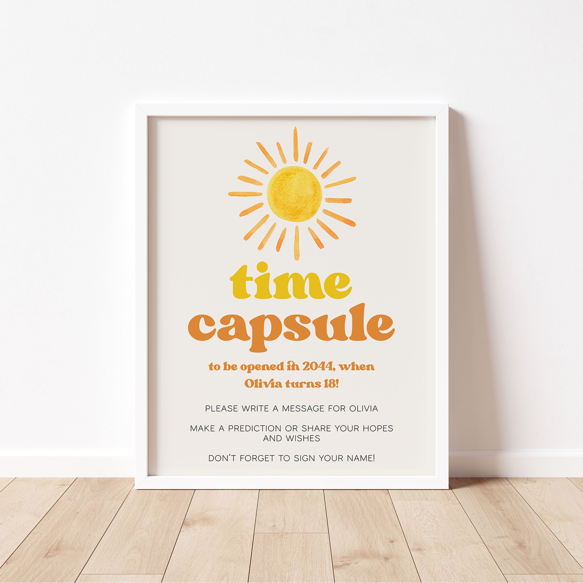 Sun Time Capsule Template Time Capsule Baby Shower Games - Etsy