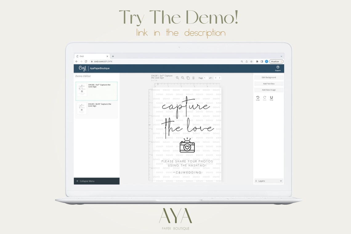 Capture the Love Sign Template Minimalist Wedding Photo Sign - Etsy