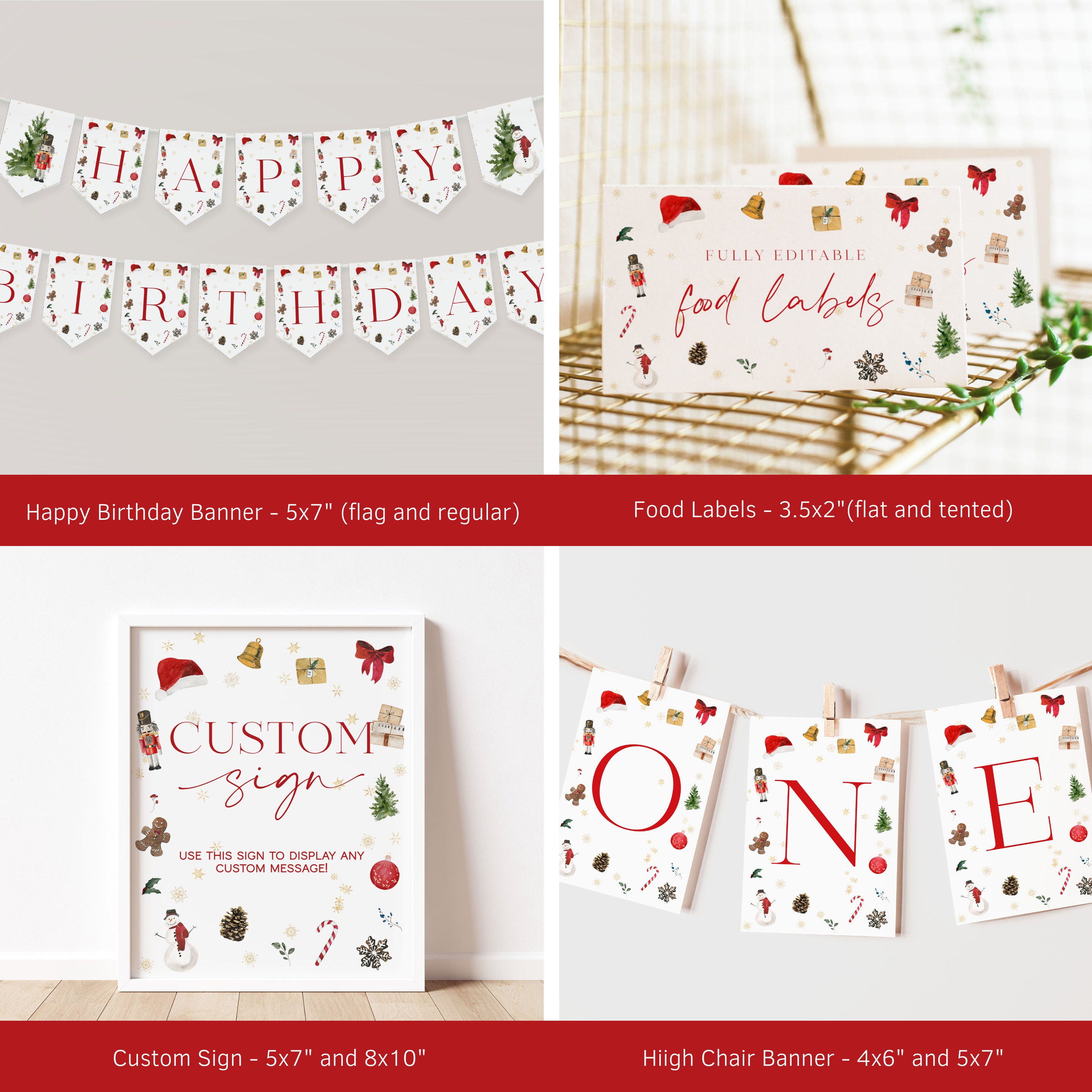 Christmas First Birthday Invitation Bundle, Oh What Fun Christmas 1st ...