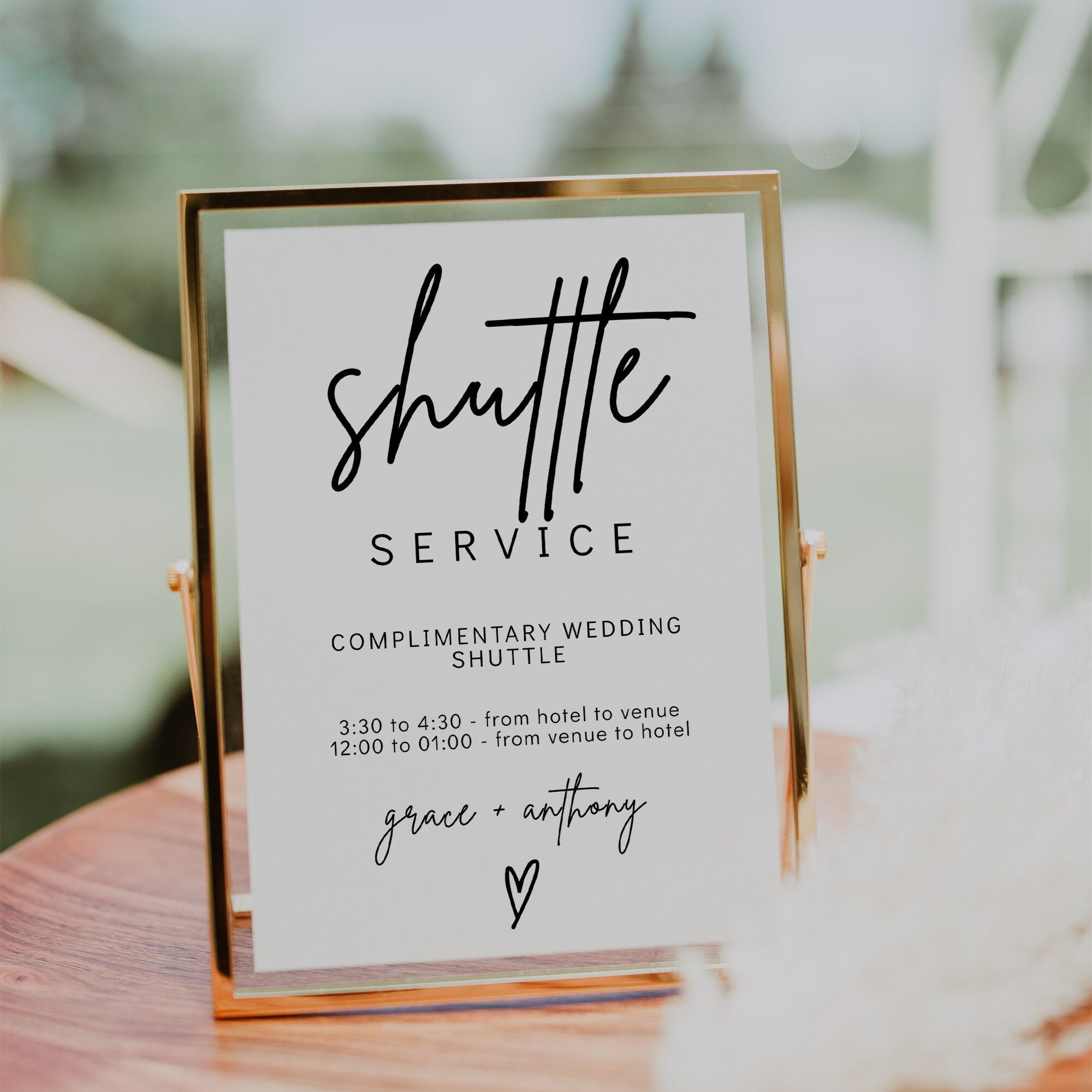 Shuttle Service Wedding Sign Template Modern Transportation - Etsy