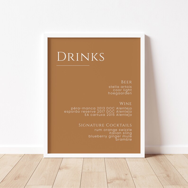 Terracotta Wedding Bar Sign Template Burnt Orange Wedding Bar - Etsy