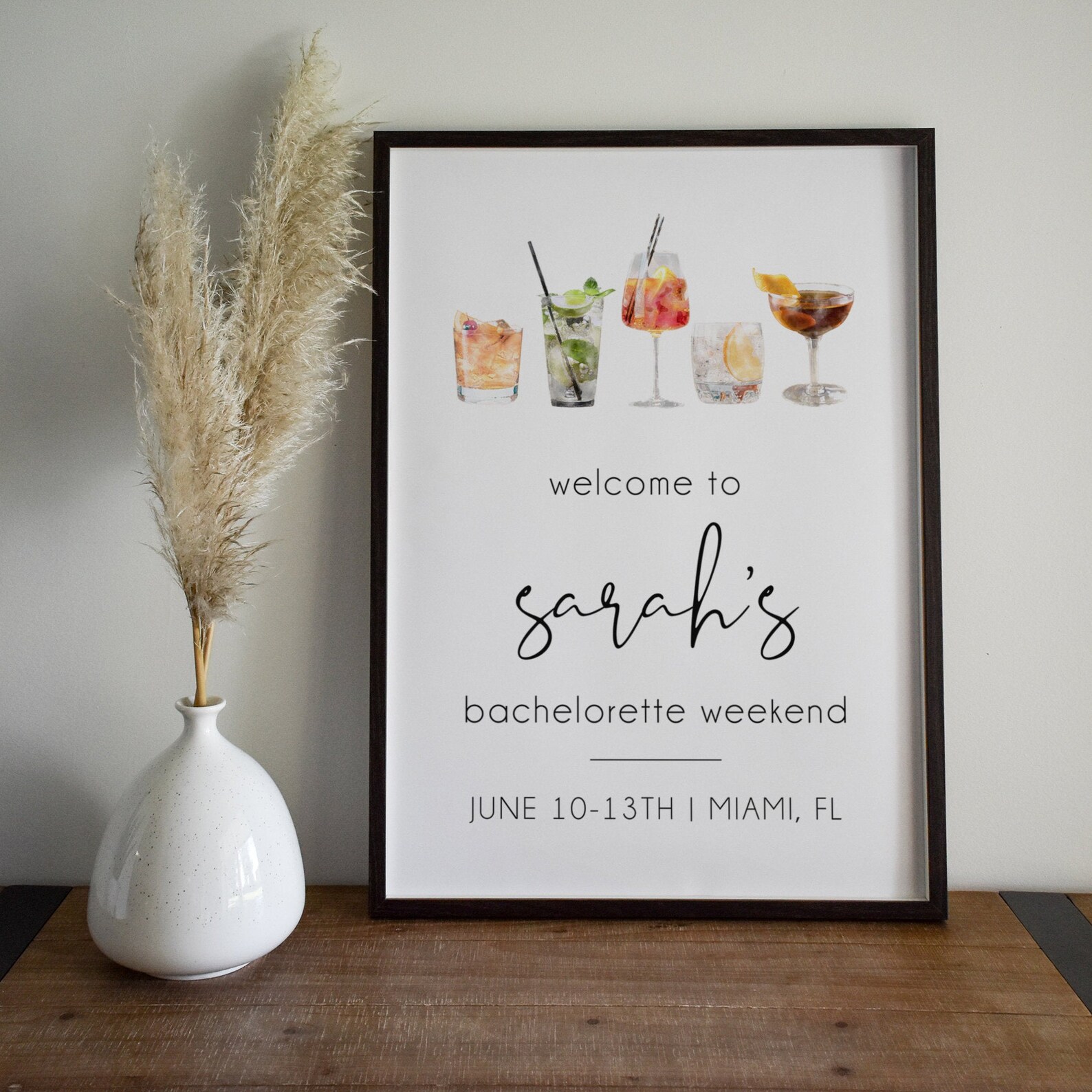 Cocktails Bachelorette Welcome Sign Template Drinks - Etsy