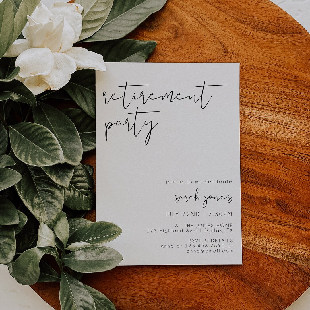 Minimalist Retirement Invitation Template, Modern Retirement Party ...