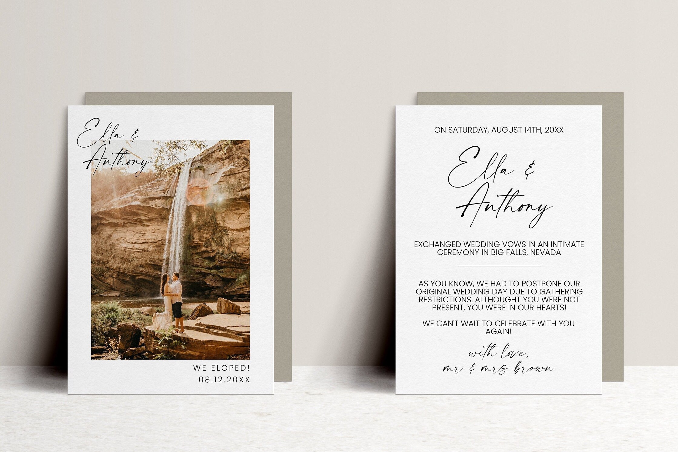Photo Wedding Announcement Template Photo Elopement | Etsy