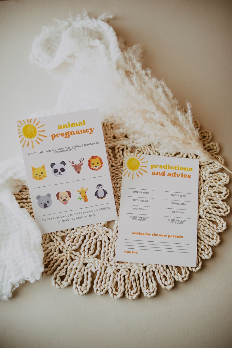70 Baby Shower Games, Sun Baby Shower Game Bundle, Here Comes the Sun ...