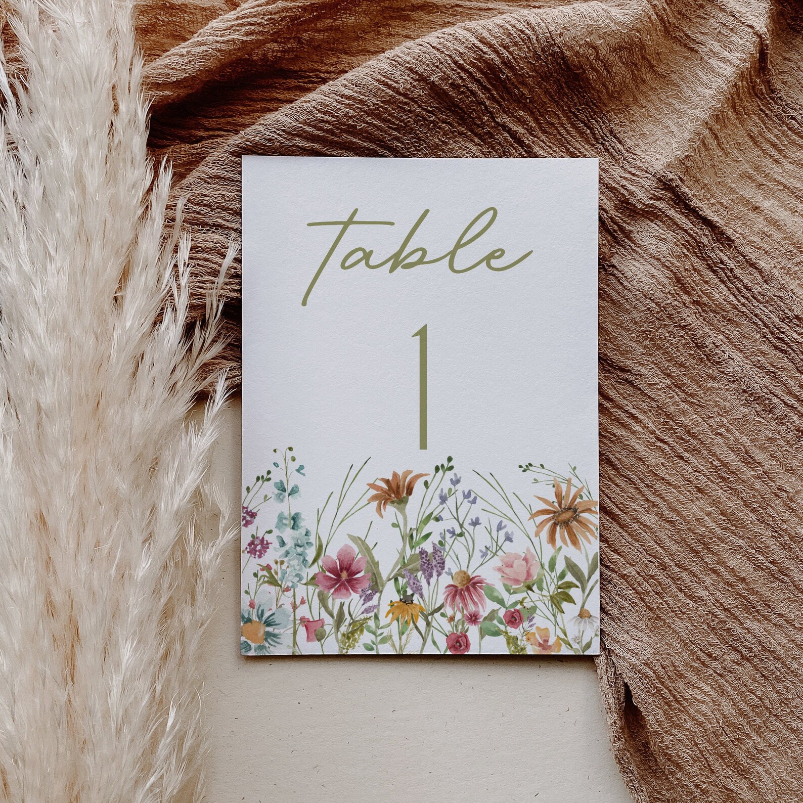 Wildflower Table Number Template Floral Wedding Table Number | Etsy