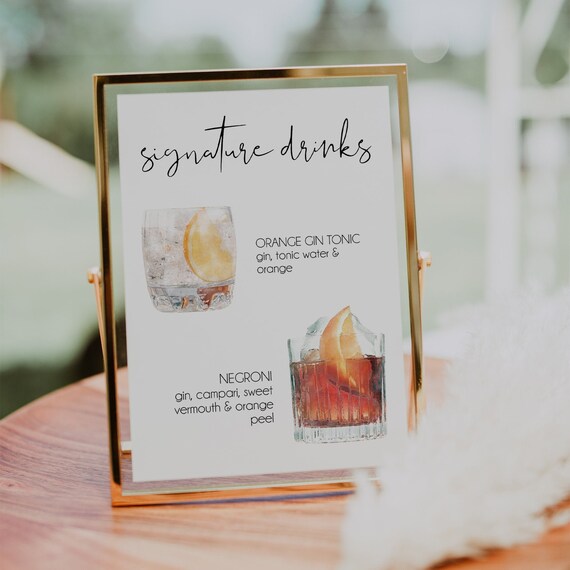 Signature Cocktails Sign Template Editable Signature Drinks - Etsy