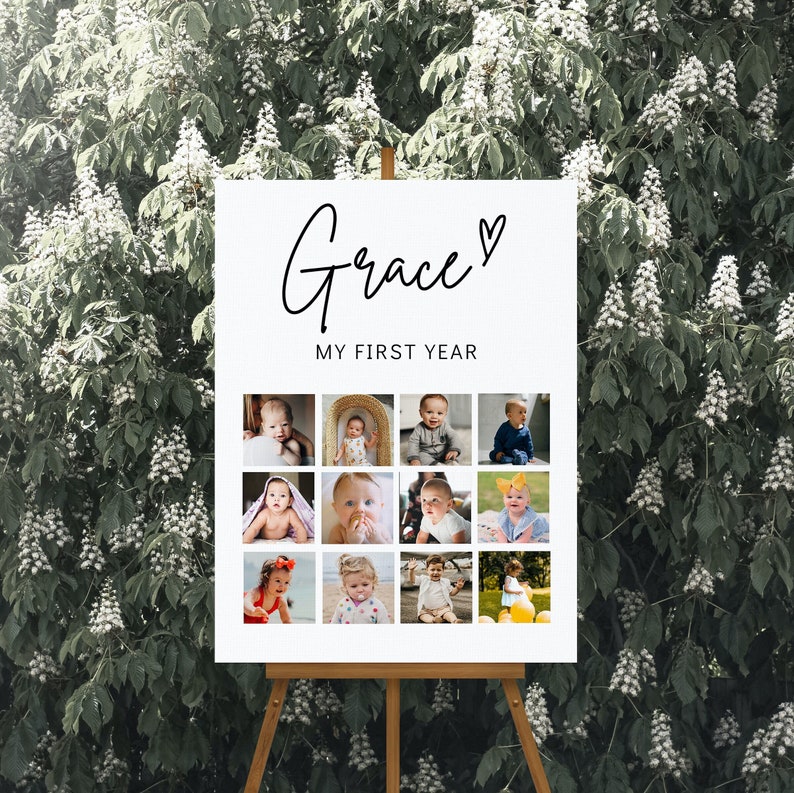 Baby's First Year Photos Sign Template First Birthday - Etsy