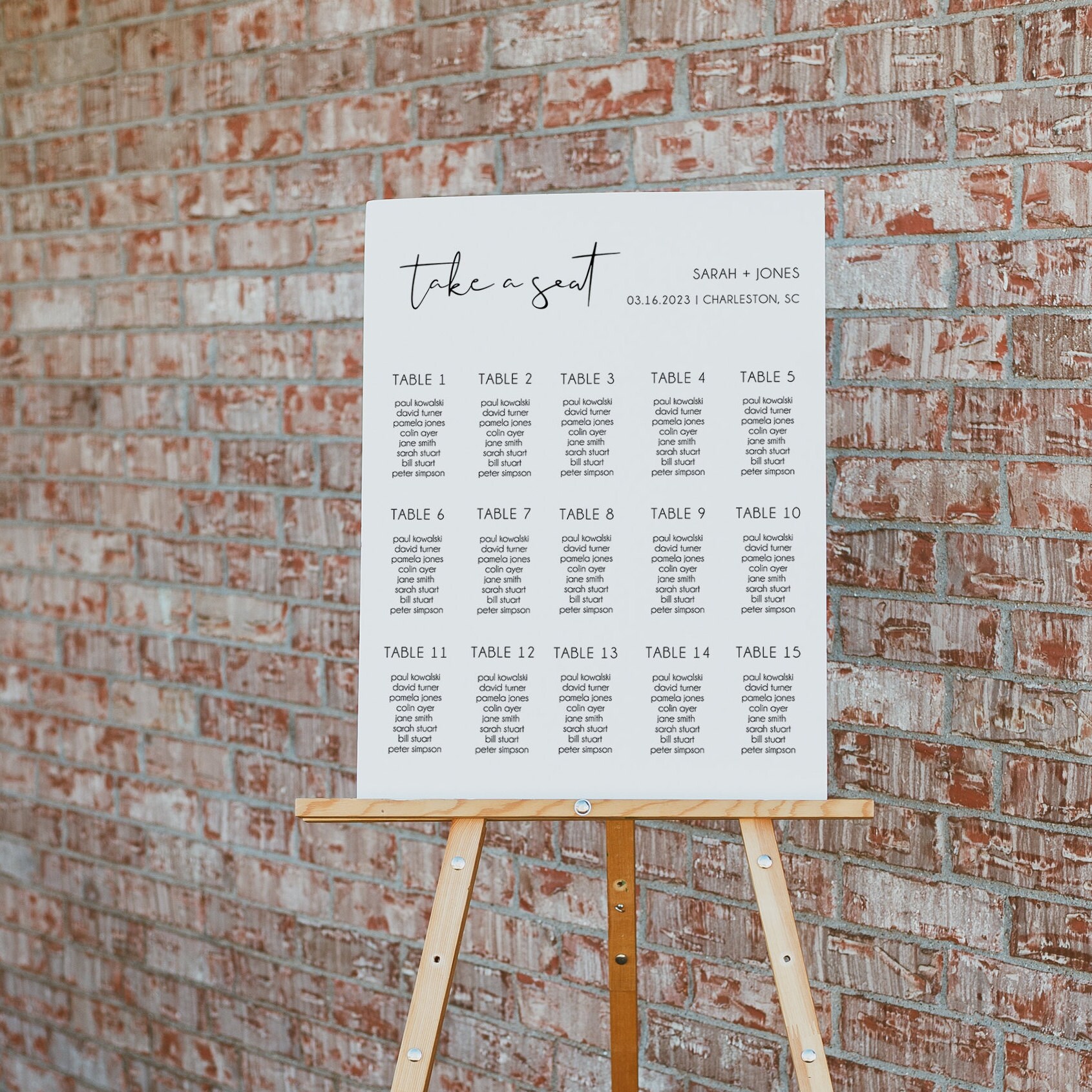 Modern Wedding Seating Chart Template Vertical Seating Chart | Etsy