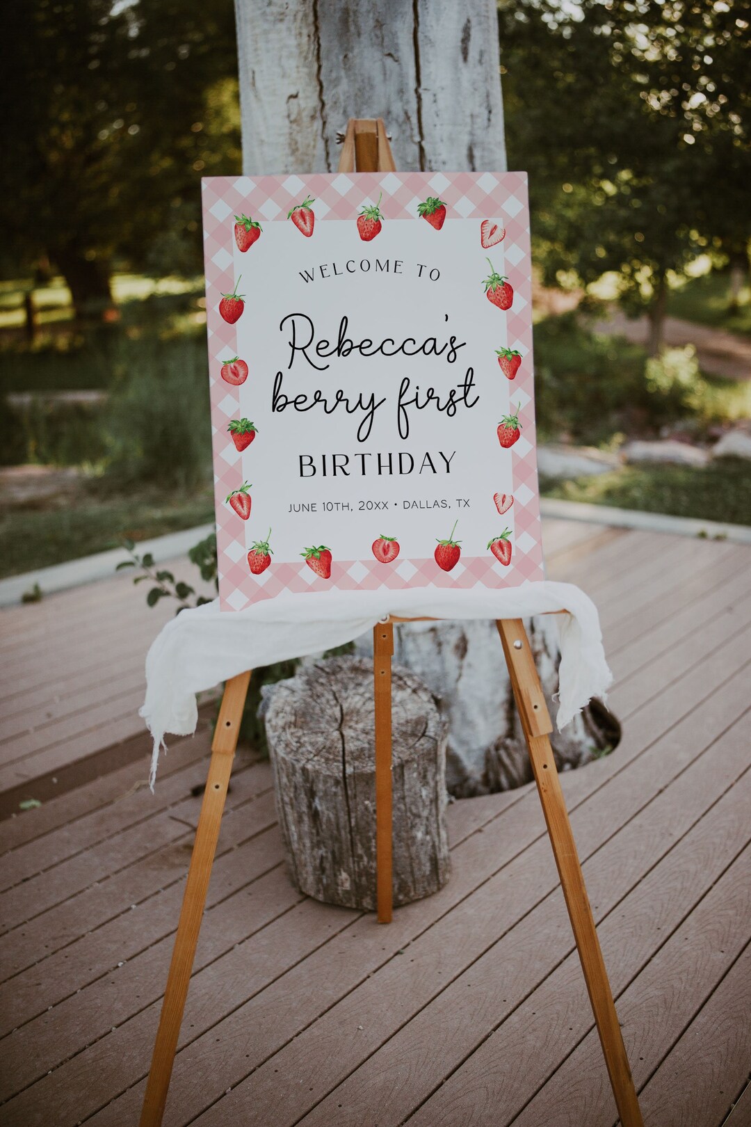 Strawberry First Birthday Welcome Sign, Berry First Birthday Welcome ...