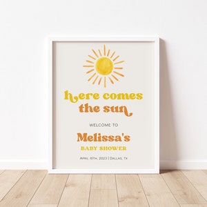Sun Baby Shower Welcome Sign Template, Here Comes the Sun Welcome ...