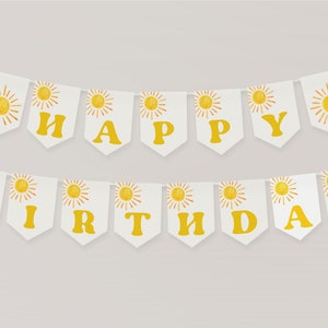 Sun Happy Birthday Banner Template, First Trip Around the Sun, Editable ...