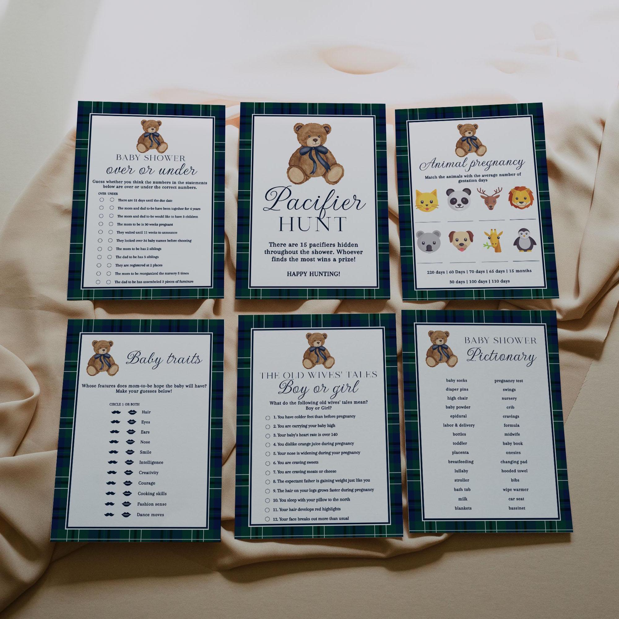 70 Baby Shower Games, Teddy Bear Baby Shower Game Bundle, Vintage Bear ...