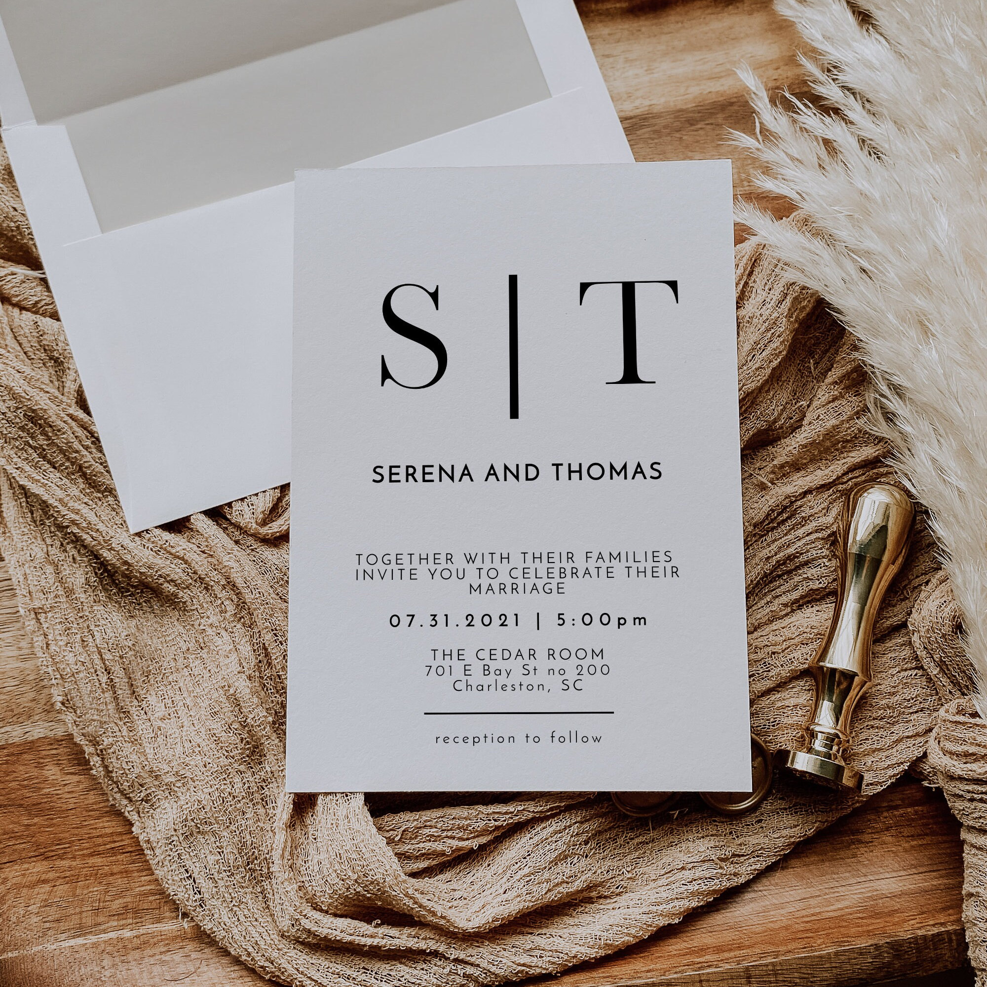 Minimal Wedding Invitation Template Simple Wedding Invite - Etsy