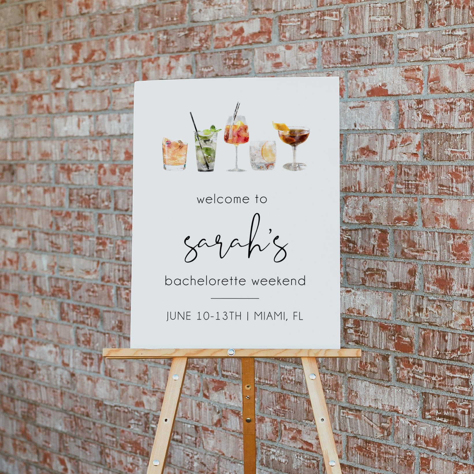 Cocktails Bachelorette Welcome Sign Template Drinks - Etsy