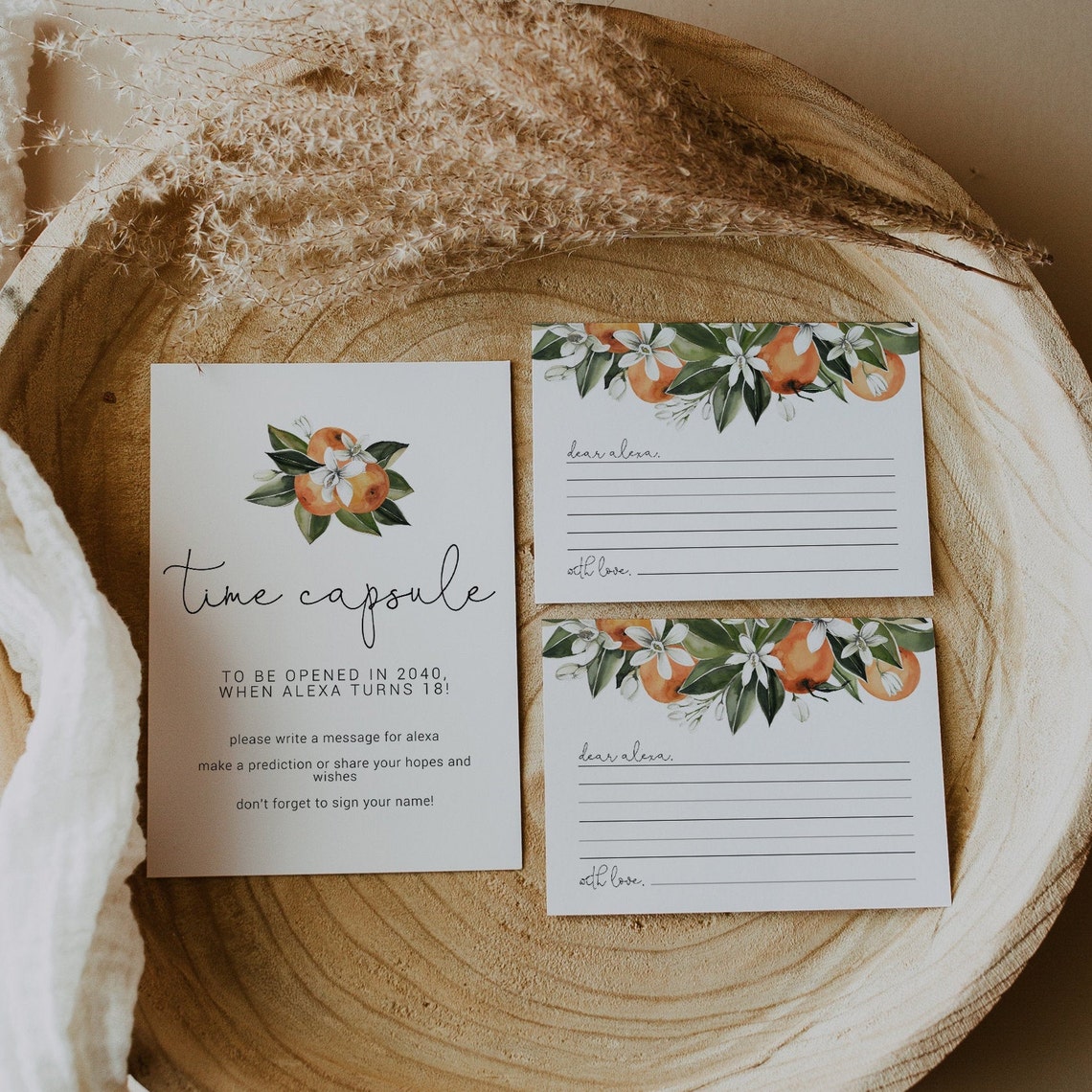 Orange Time Capsule Template Citrus First Birthday Time | Etsy