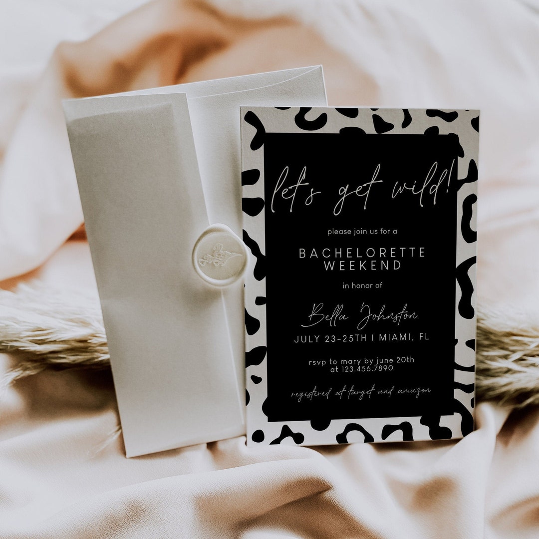 Leopard Print Bachelorette Invitation Template, Let's Get Wild ...