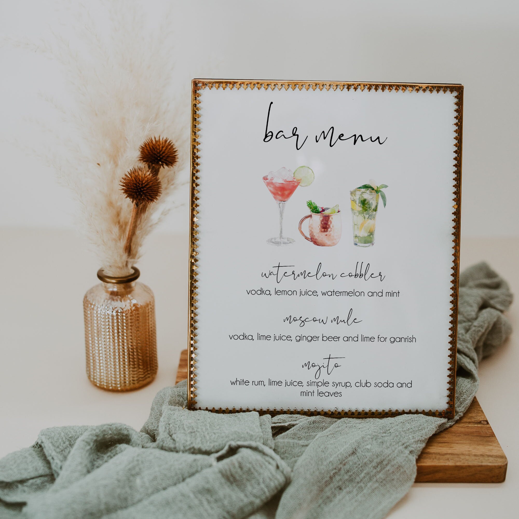 Signature Drinks Bar Sign Template Editable Bar Menu Sign | Etsy