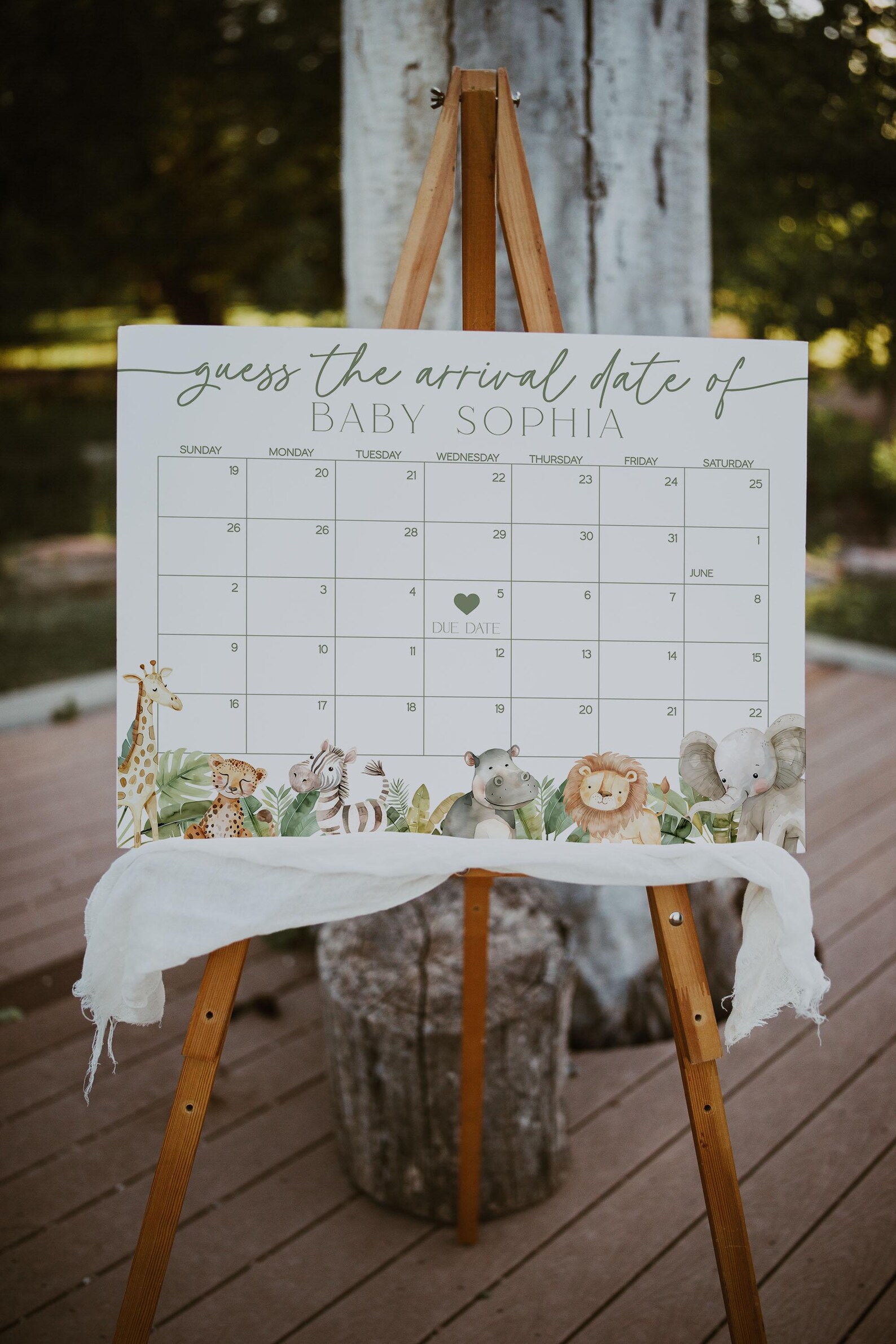 Safari Animals Baby Due Date Calendar Sign Template, Little Wild One ...
