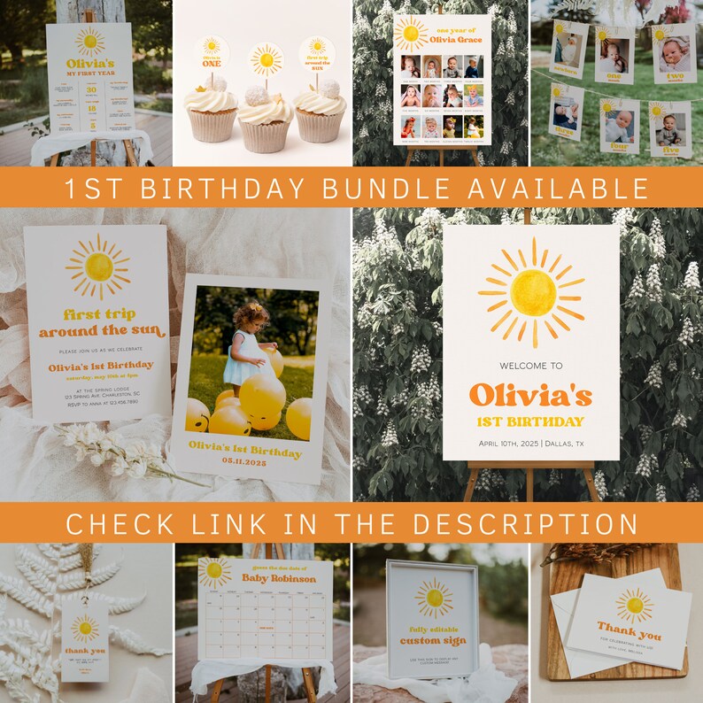 Sun Birthday Cupcake Toppers Template First Trip Around the - Etsy