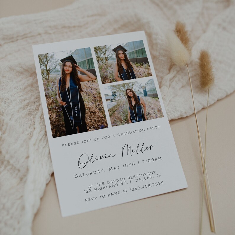 Graduation Party Invitation Template, Graduation Announcement Card ...