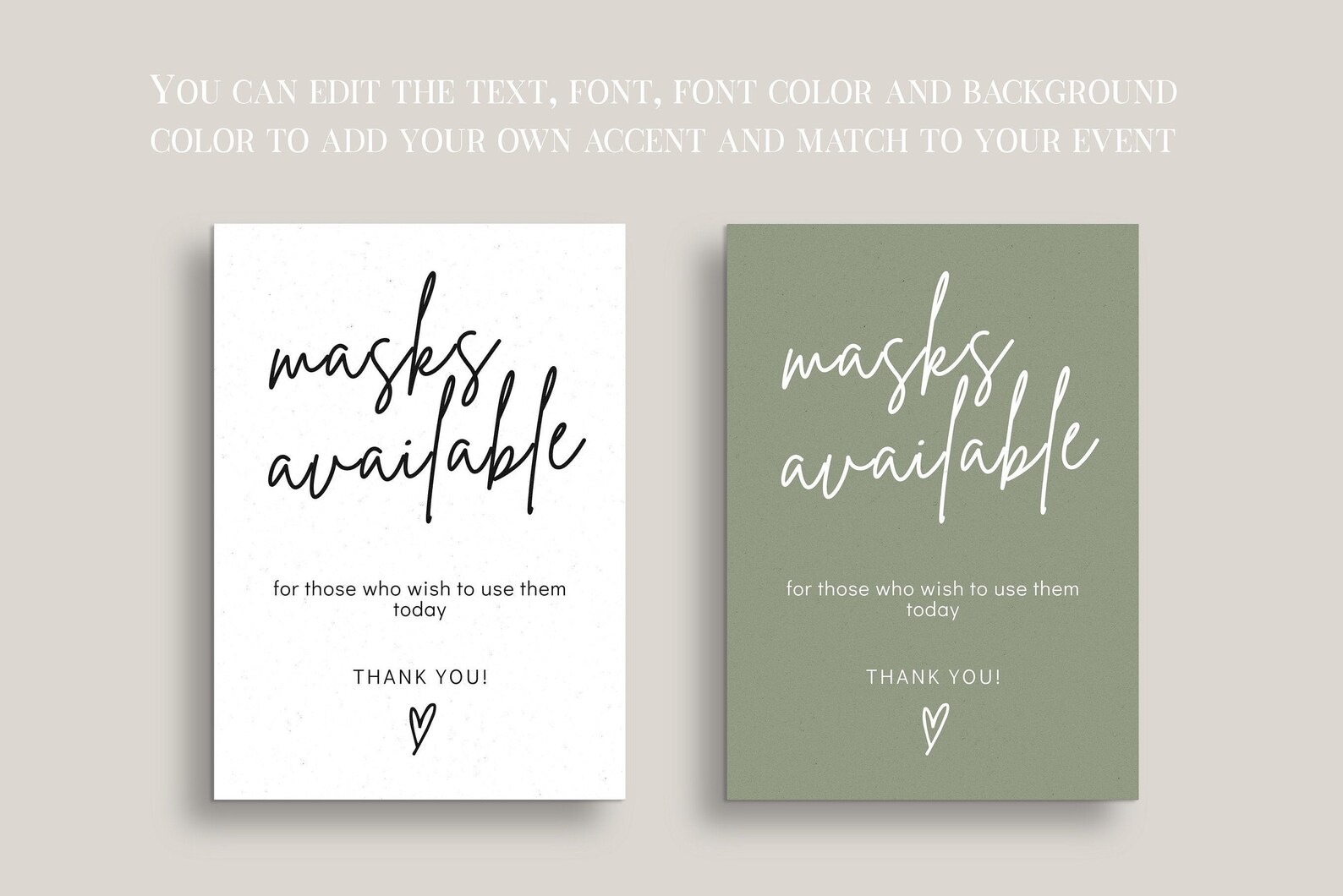 Masks Available Sign Template Modern Wedding Masks Sign | Etsy
