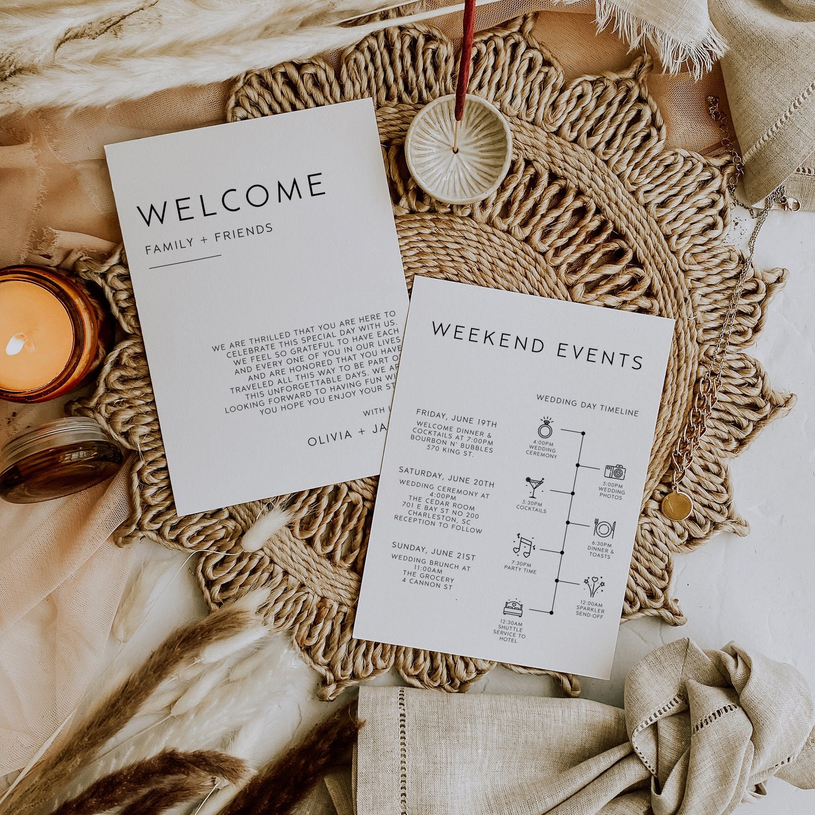 Welcome Letter & Timeline Template Minimalist Wedding | Etsy