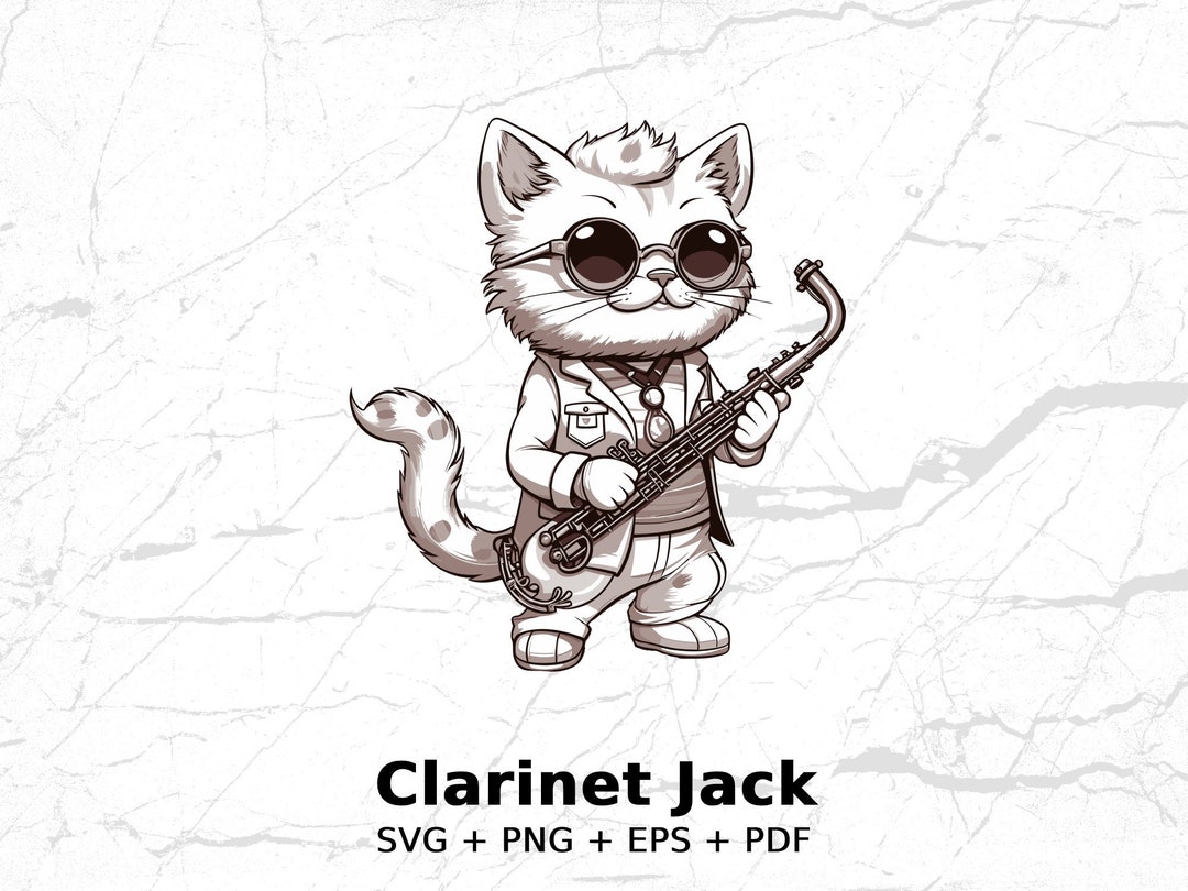 Clarinet Jack the Cat: Cats With Instruments, Drummer, Svg Png Eps ...