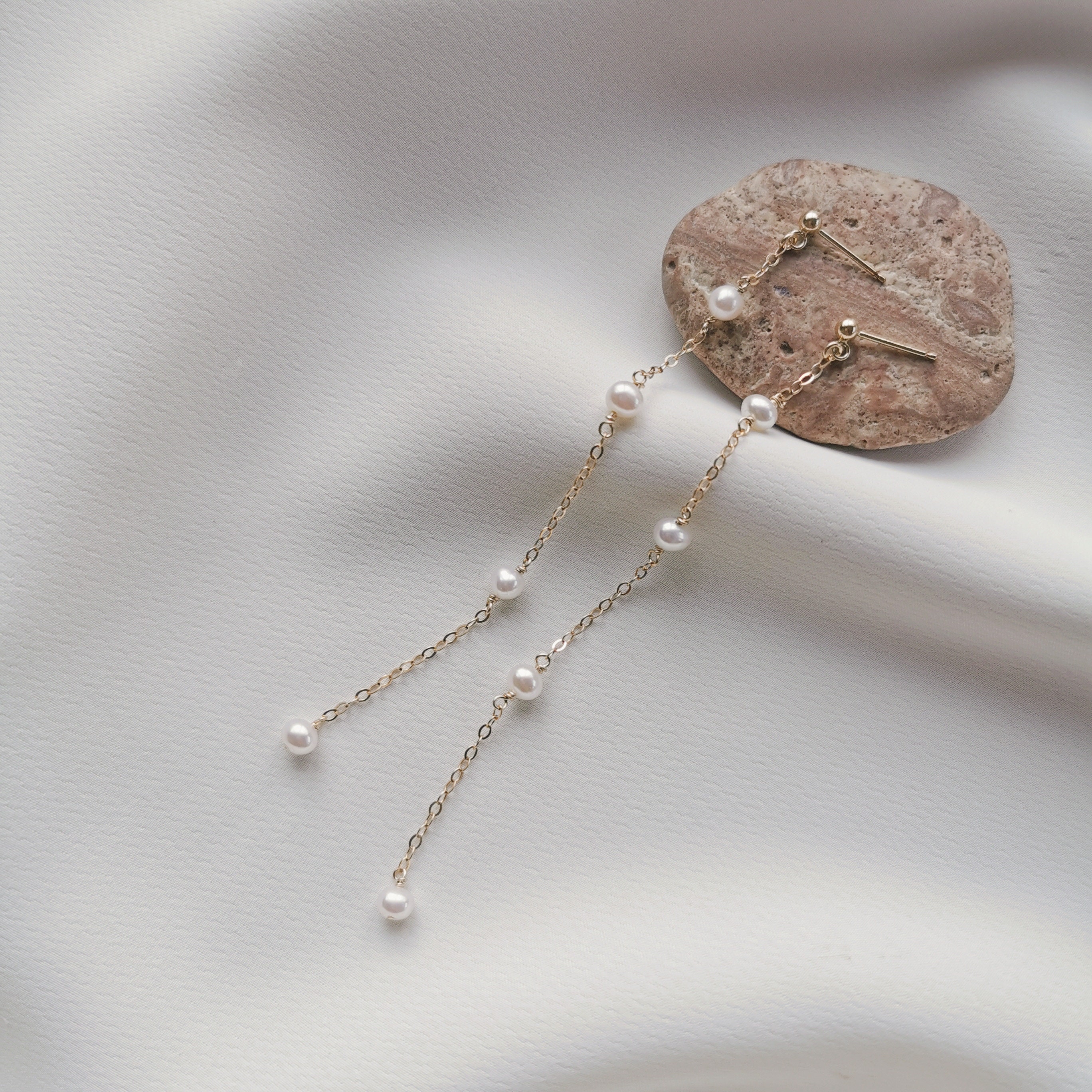 Long Pearl Drop Earrings 14k Gold Filled or 925 Sterling - Etsy UK