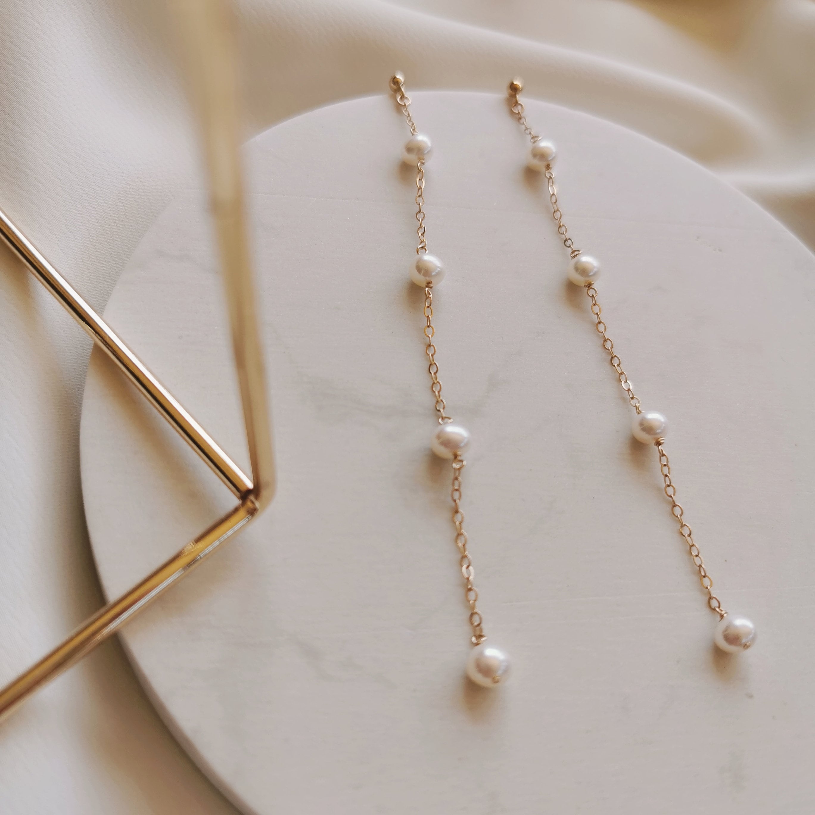Long Pearl Drop Earrings 14k Gold Filled or 925 Sterling - Etsy UK