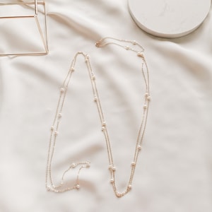 Extra Long Pearl Chain Necklace, Double Rope Length Small Pearls ...