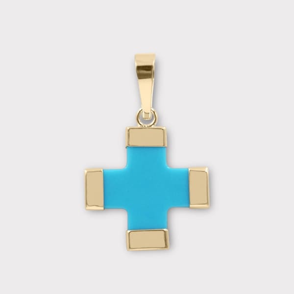 14 K Turquoise Cross - Etsy