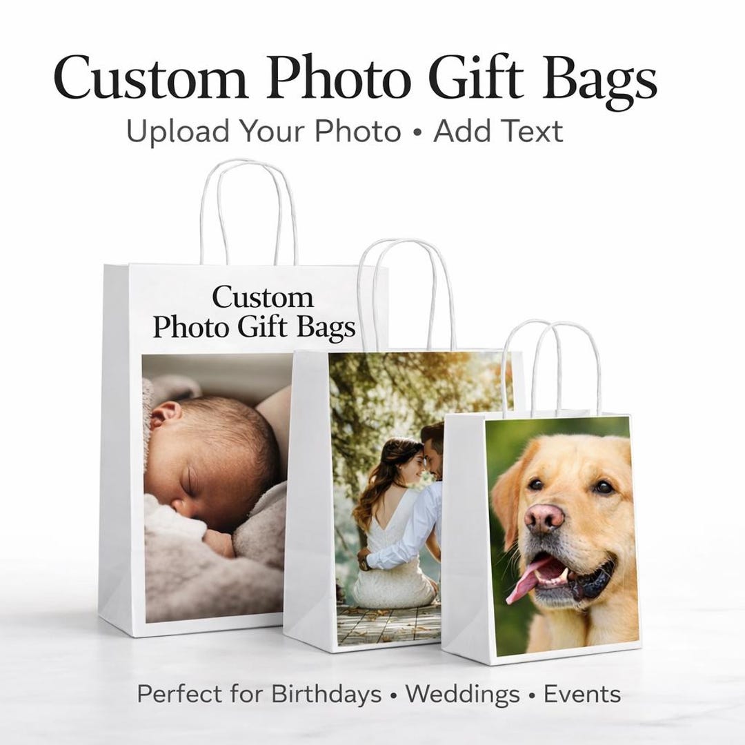 Custom Photo Gift Bags With Handles – Personalized Party, Wedding ...