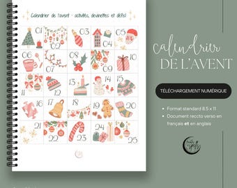 Calendrier De L'avent Noël Advent Calendar Countdown Décompte Printable ...