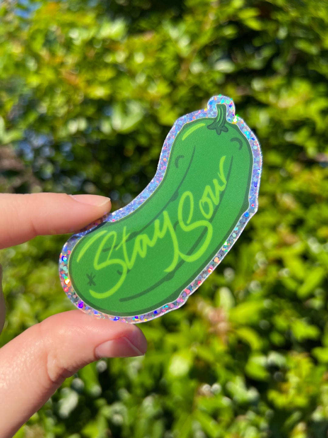 Large “stay Sour” Sparkle Pickle Sticker - Etsy