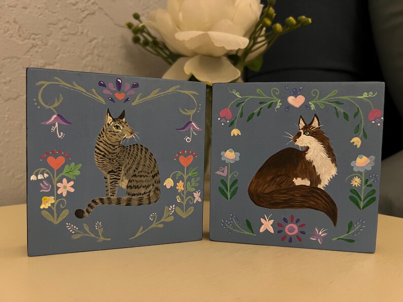 Custom Handpainted Pet Folk Art Portrait - Etsy