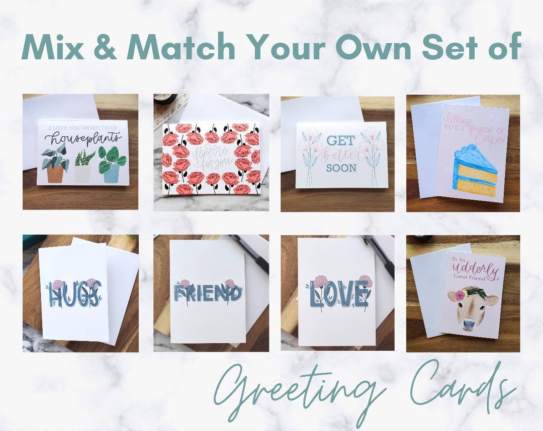 Mix and Match Greeting Card Pack Six Count Pack of Greeting - Etsy