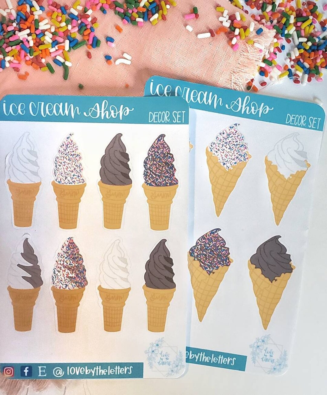 Ice Cream Stickers, Ice Cream Cone Stickers, Ice Cream Scrapbook ...