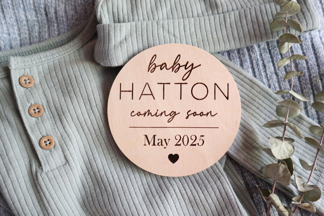 Custom Engraved Baby Coming Soon Sign With Due Date | Personalized Baby ...