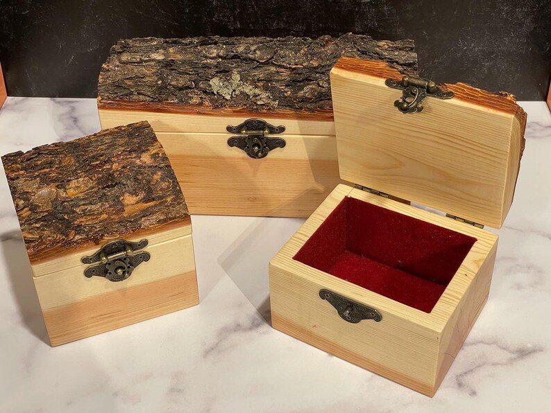 Live Edge Top Treasure Boxes - Etsy