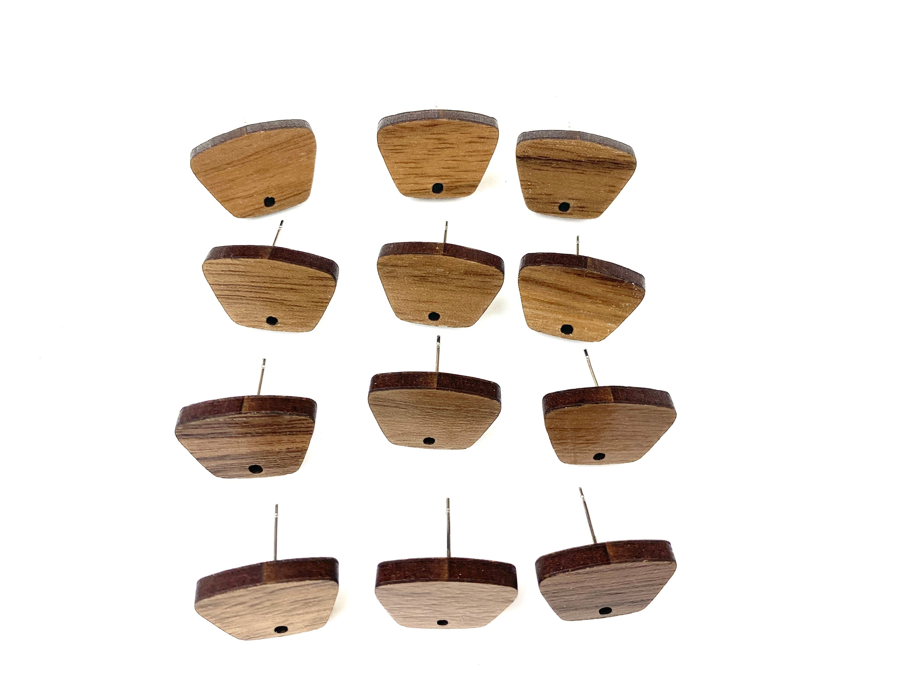 6 Pairs Trapezoid Walnut Wood Jewelry Stud Connectors Wooden - Etsy