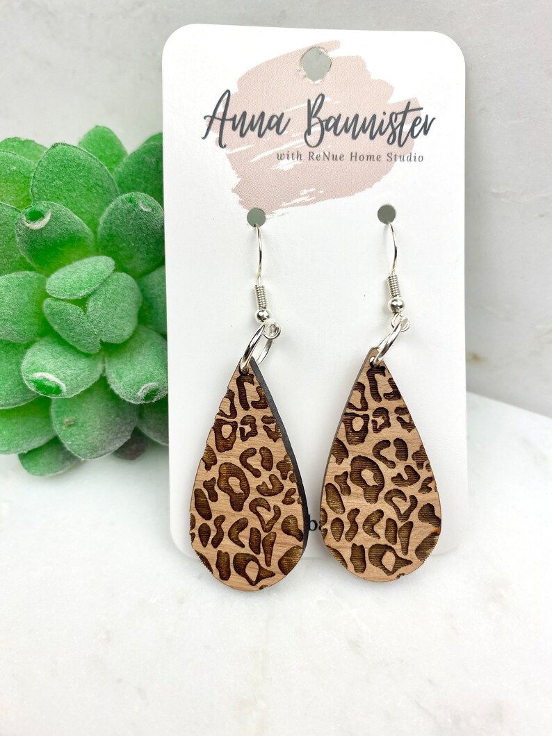 Wood Earring SVG Cheetah Print SVG Teardrop Earring File Earring Laser ...