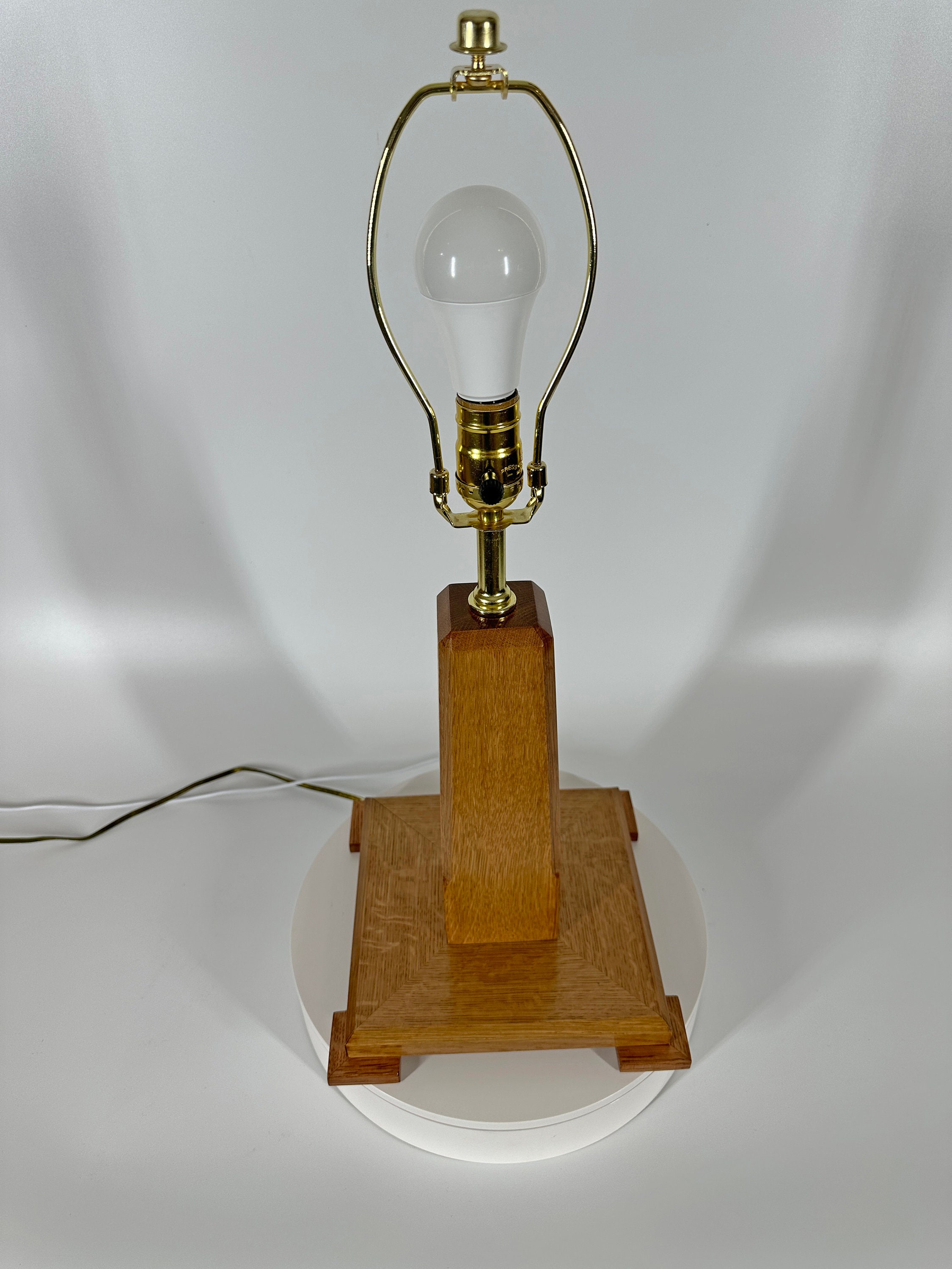 Obelisk Table Lamp 23 Inches Tall to Top of Harp Made of Quarter Sawn ...