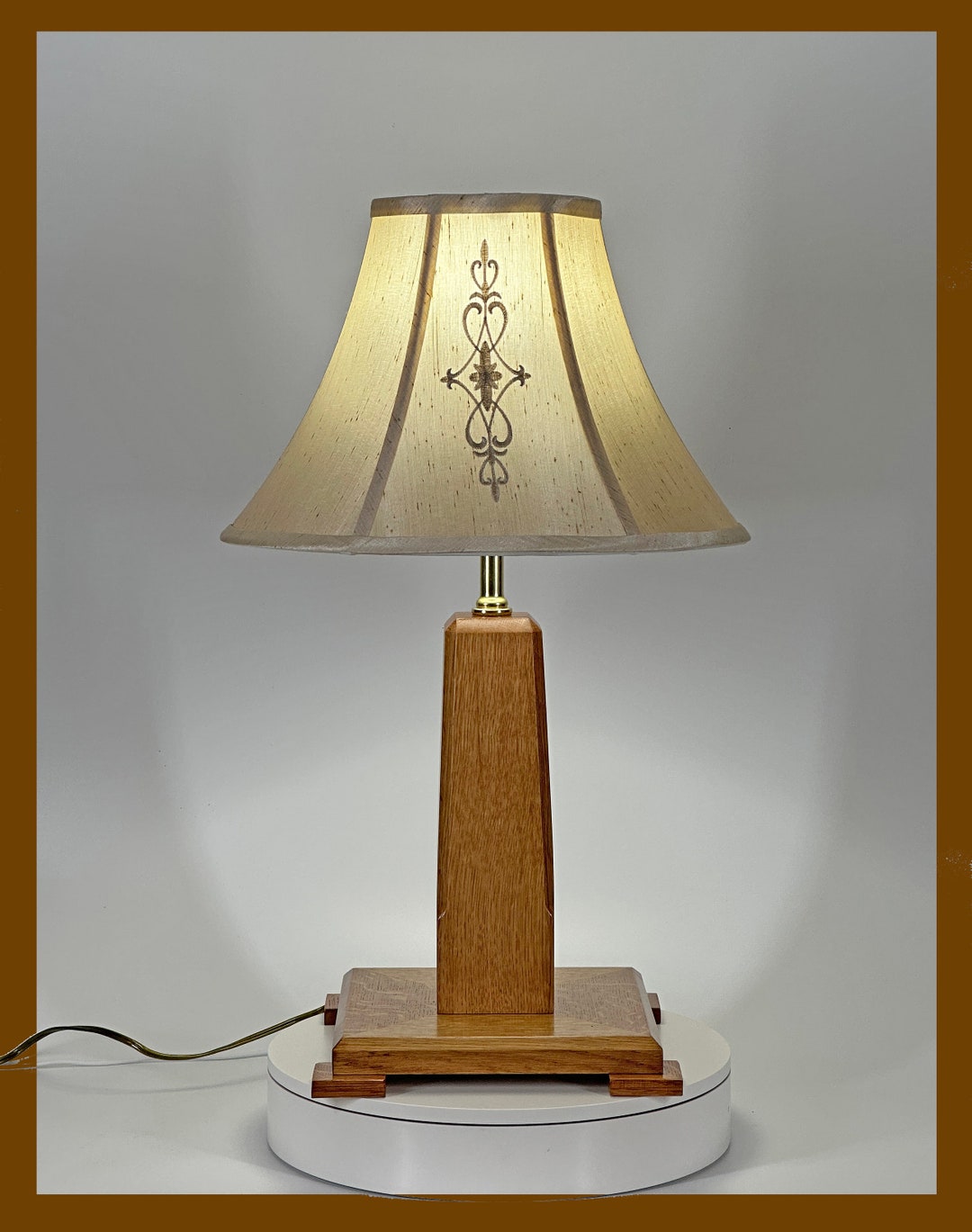 Obelisk Table Lamp 23 Inches Tall to Top of Harp Made of Quarter Sawn ...