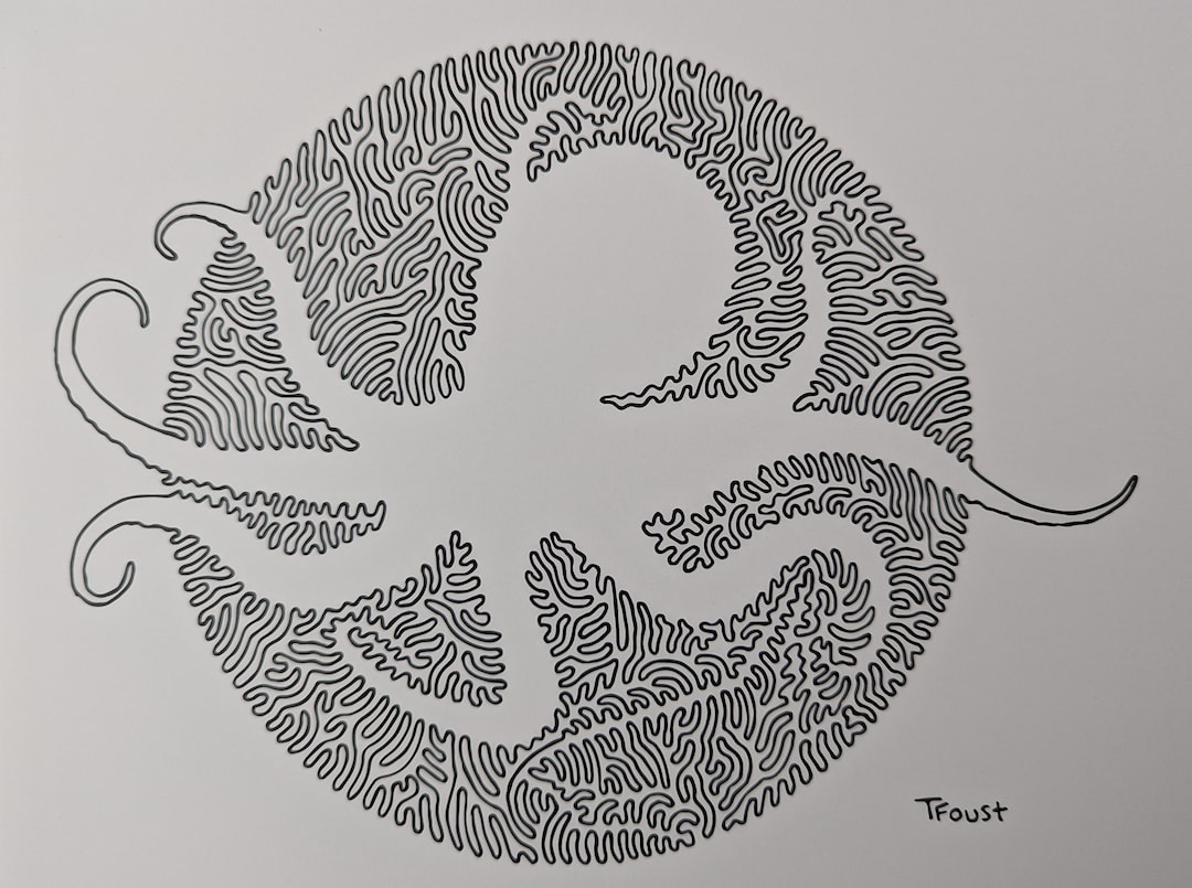Classic One Line Tfoust Octopus Black and White Print - Etsy