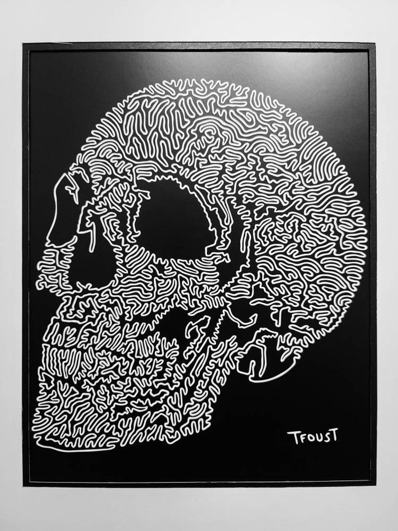 One Line Skull Drawing Print by Artist Tyler Foust - Etsy