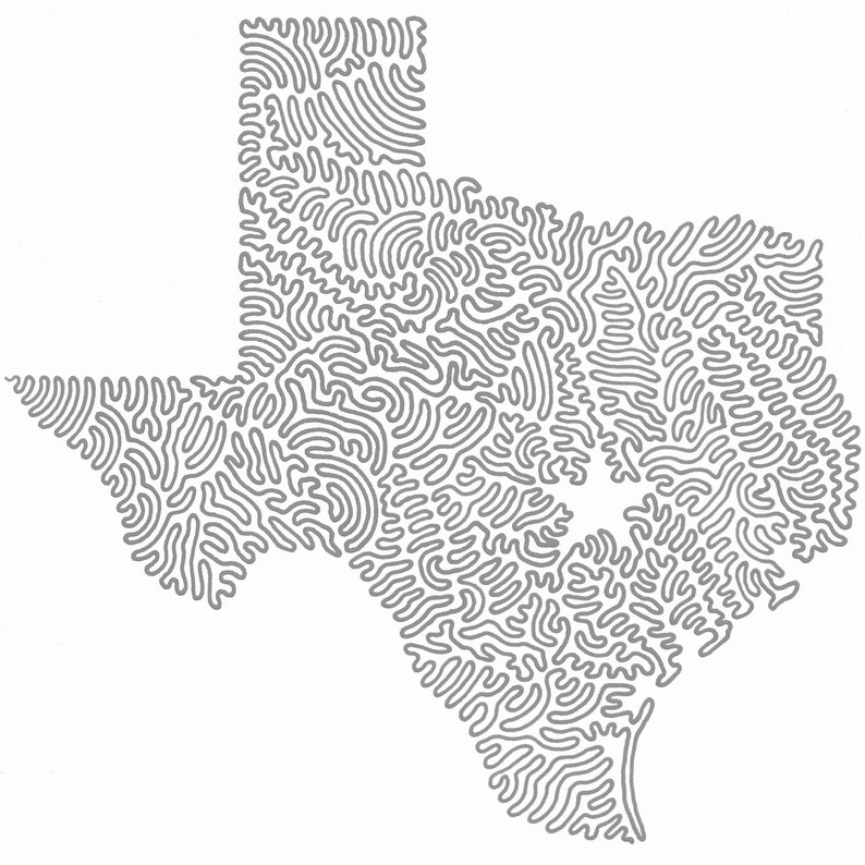 Texas Single Line Art Print – Minimalist State Outline Map Wall Decor ...